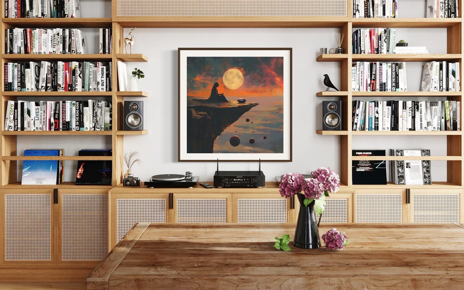 The Moon Watcher Surreal Fantasy Art Print Cosmic Dreamscape Decor ...