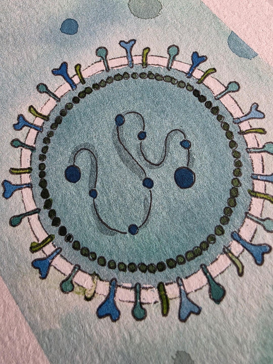 RSV Virus Watercolor Print | Virology Wall Art | Microbiology Science ...