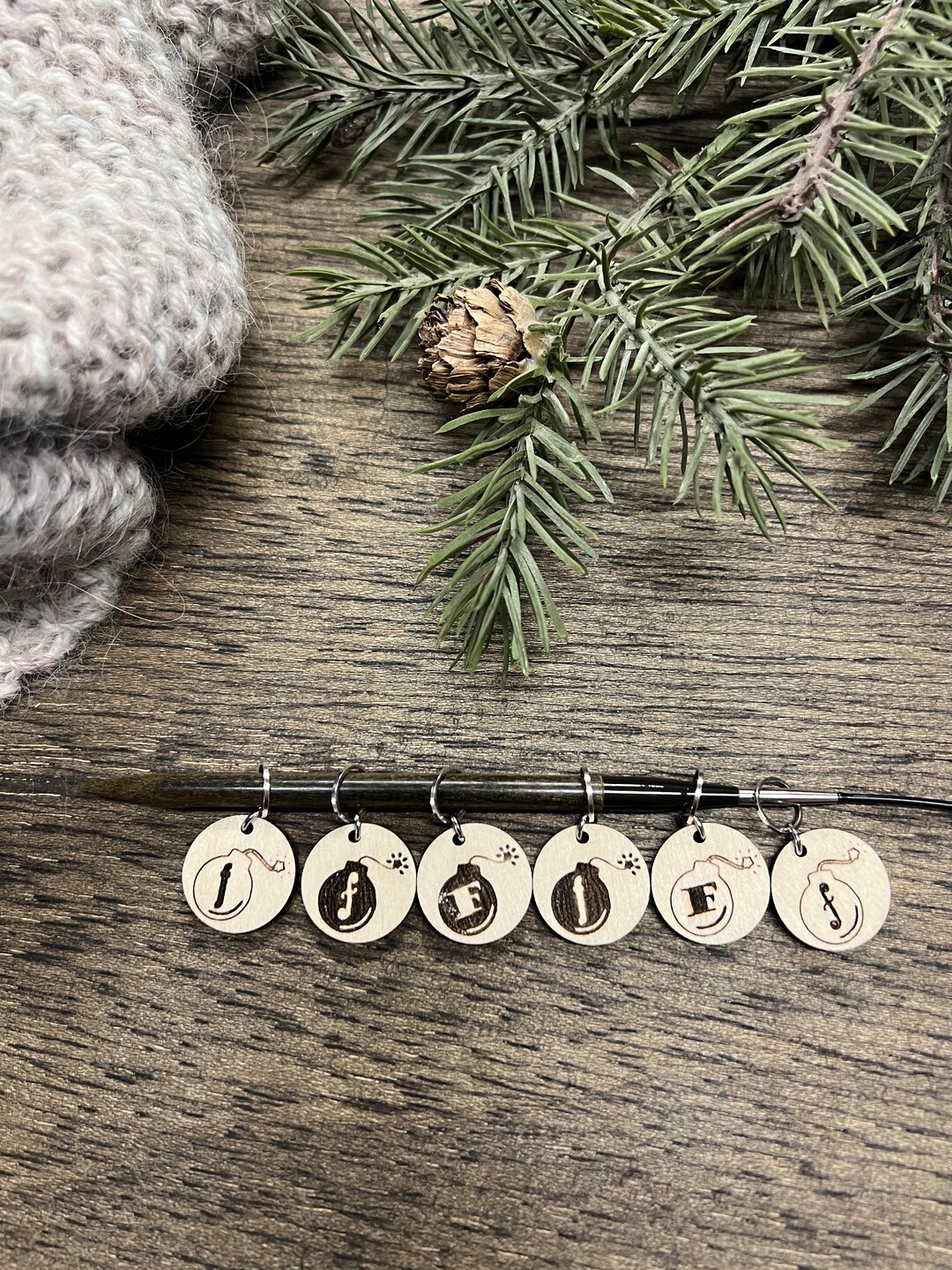 F Bomb Wooden Stitch Marker Set: Funny Knitting Crochet Tools - Etsy