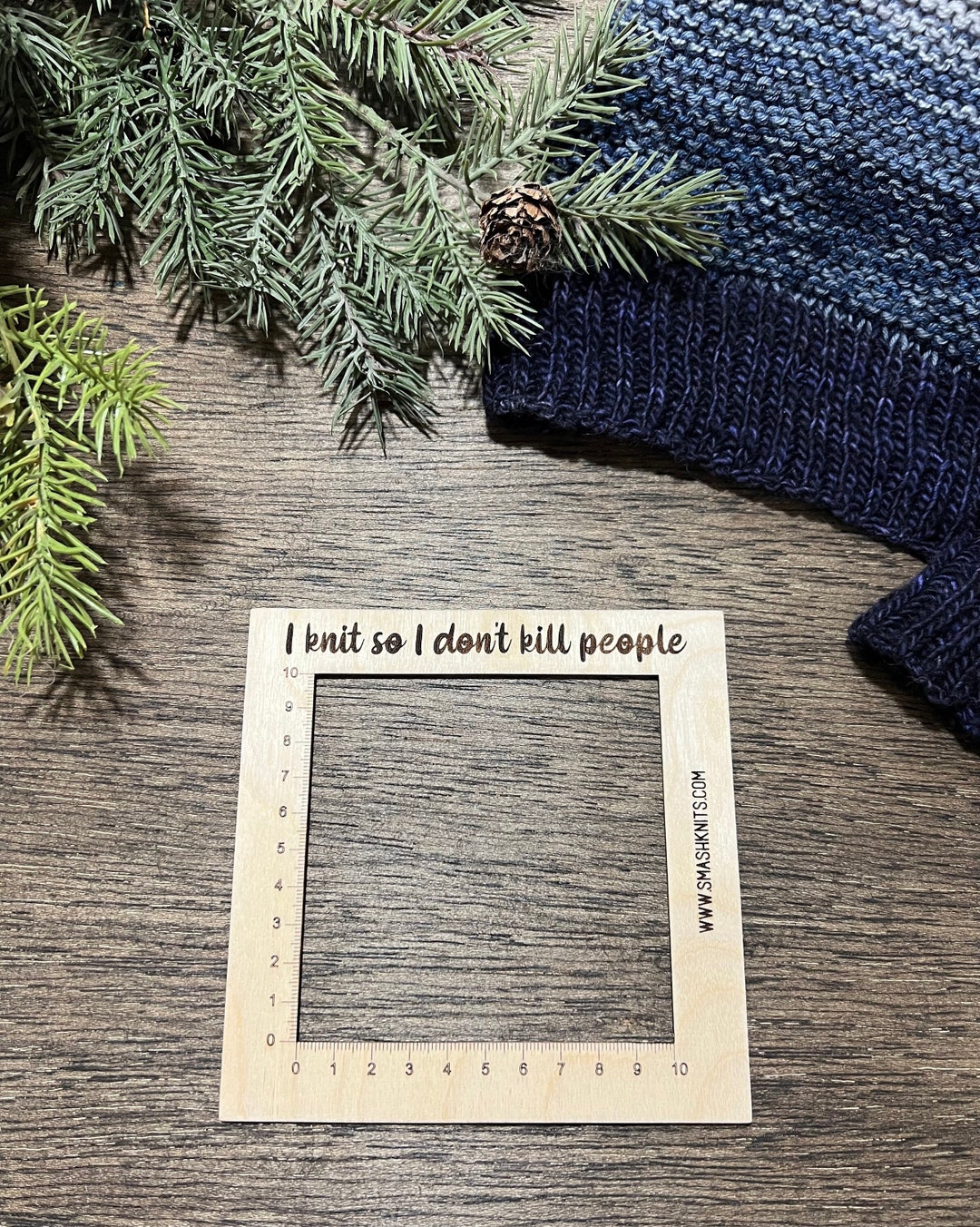 Wooden Knitting and Crochet Gauge Ruler Knitting Themed Gift, Baltic ...