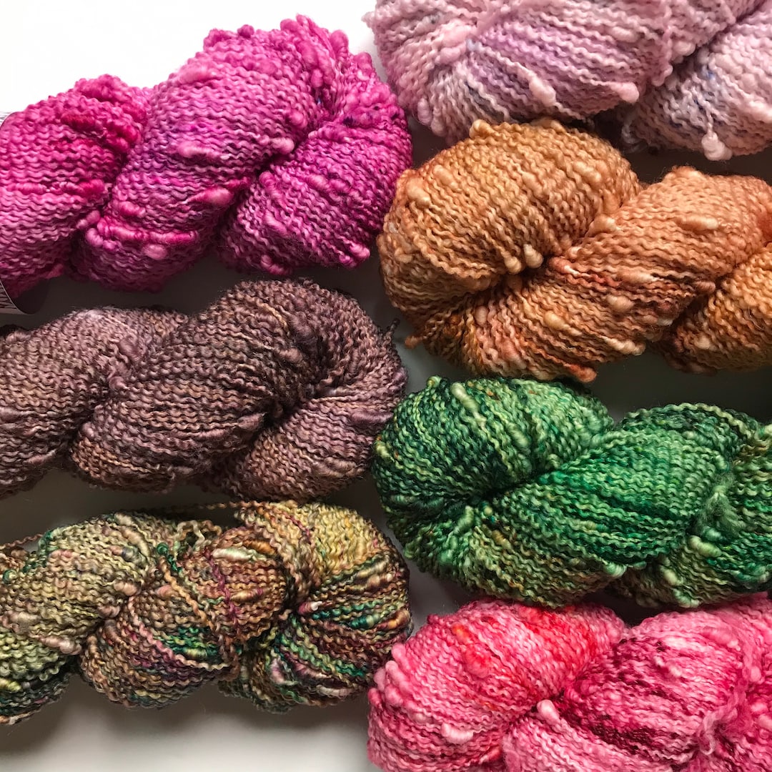 Hand Dyed Yarn Slub Textured Fingering Weight, Mini Skein, SW Merino ...