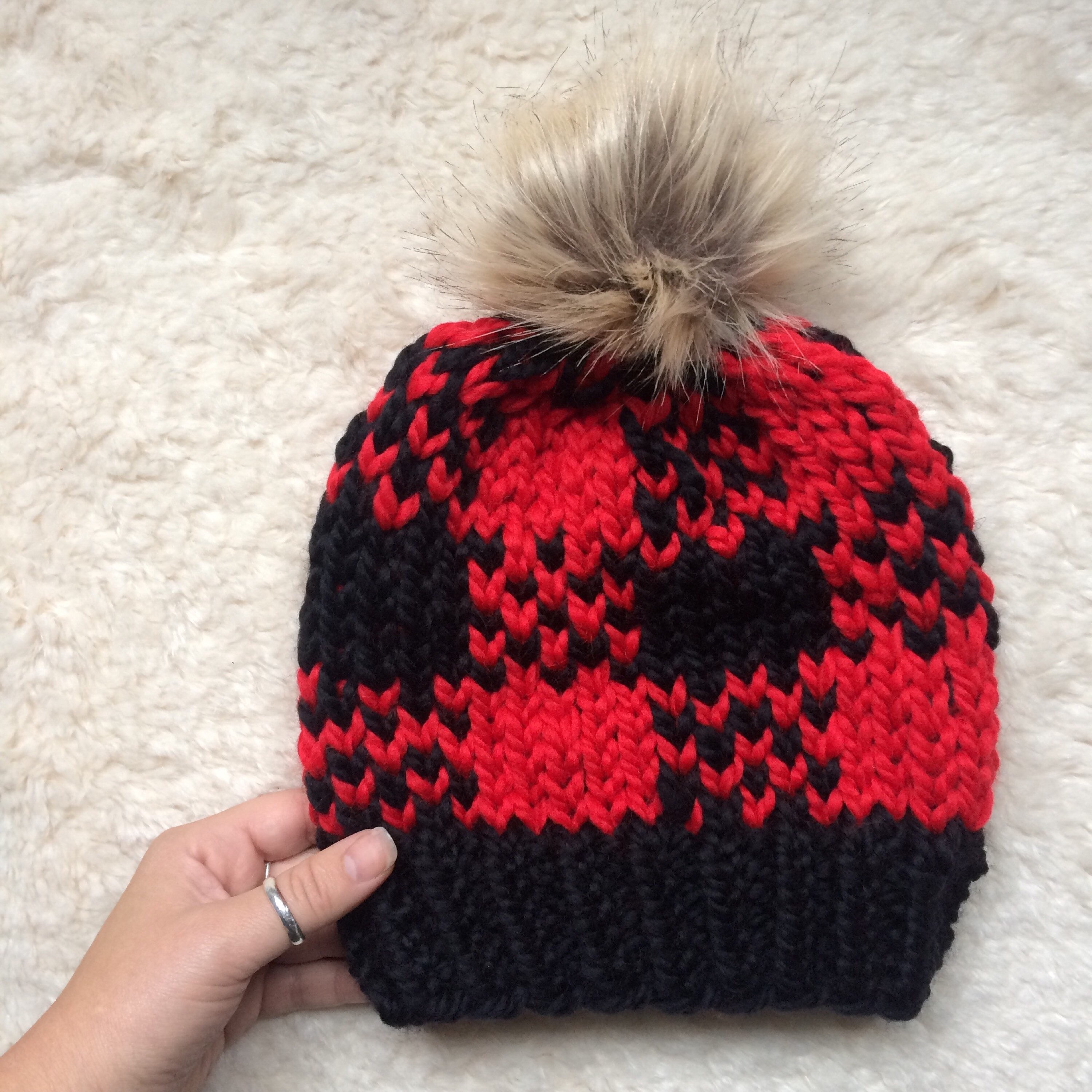 Bison Beanie Knitting Pattern: Fair Isle Checkered Hat (PDF Pattern) - Etsy