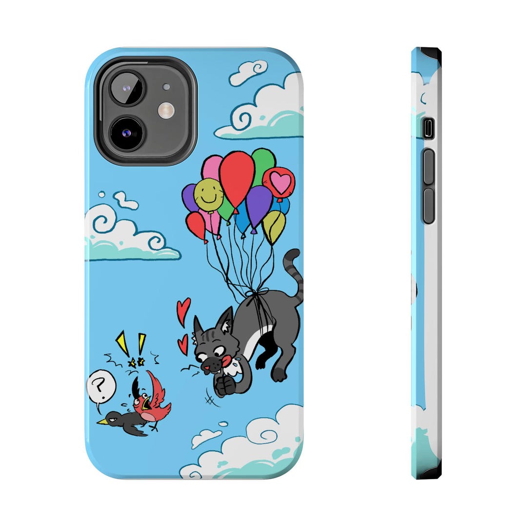 Funny Cat and Balloon Phone Case - Etsy
