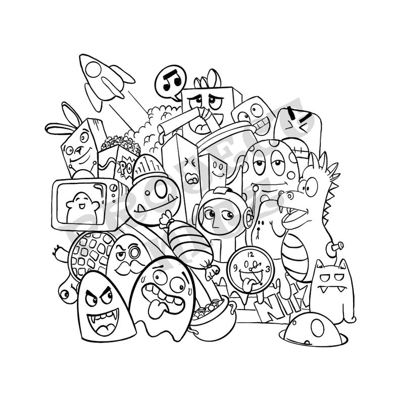 Doodle Coloring Page - Etsy
