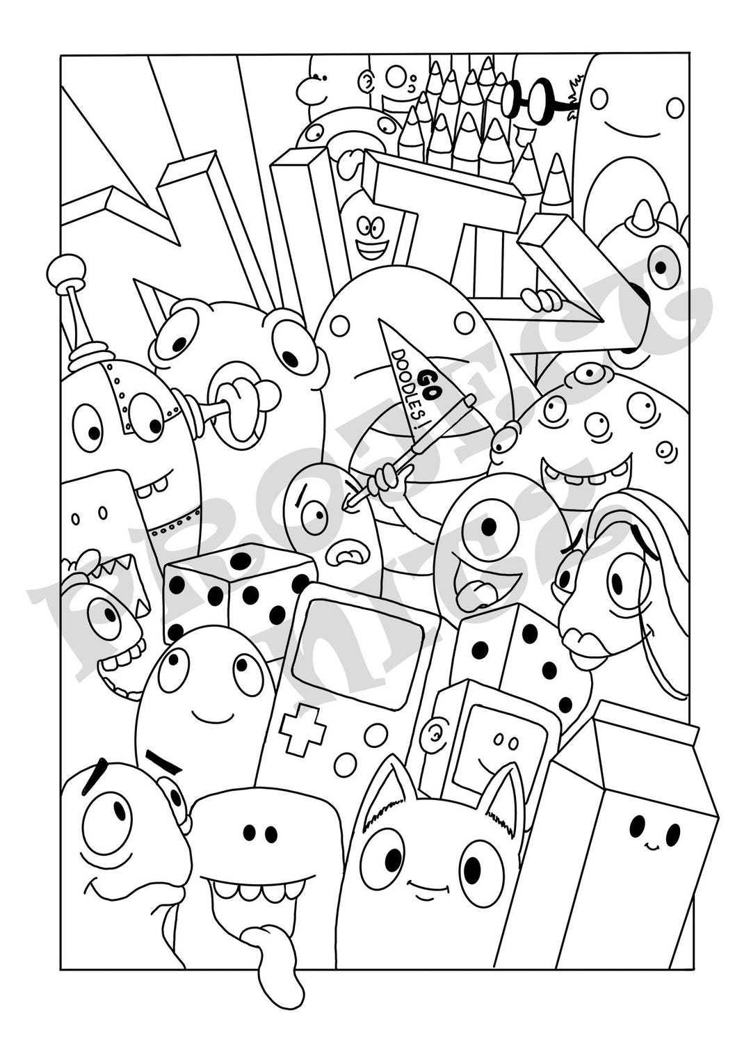 Go Doodles! Coloring Page - Etsy