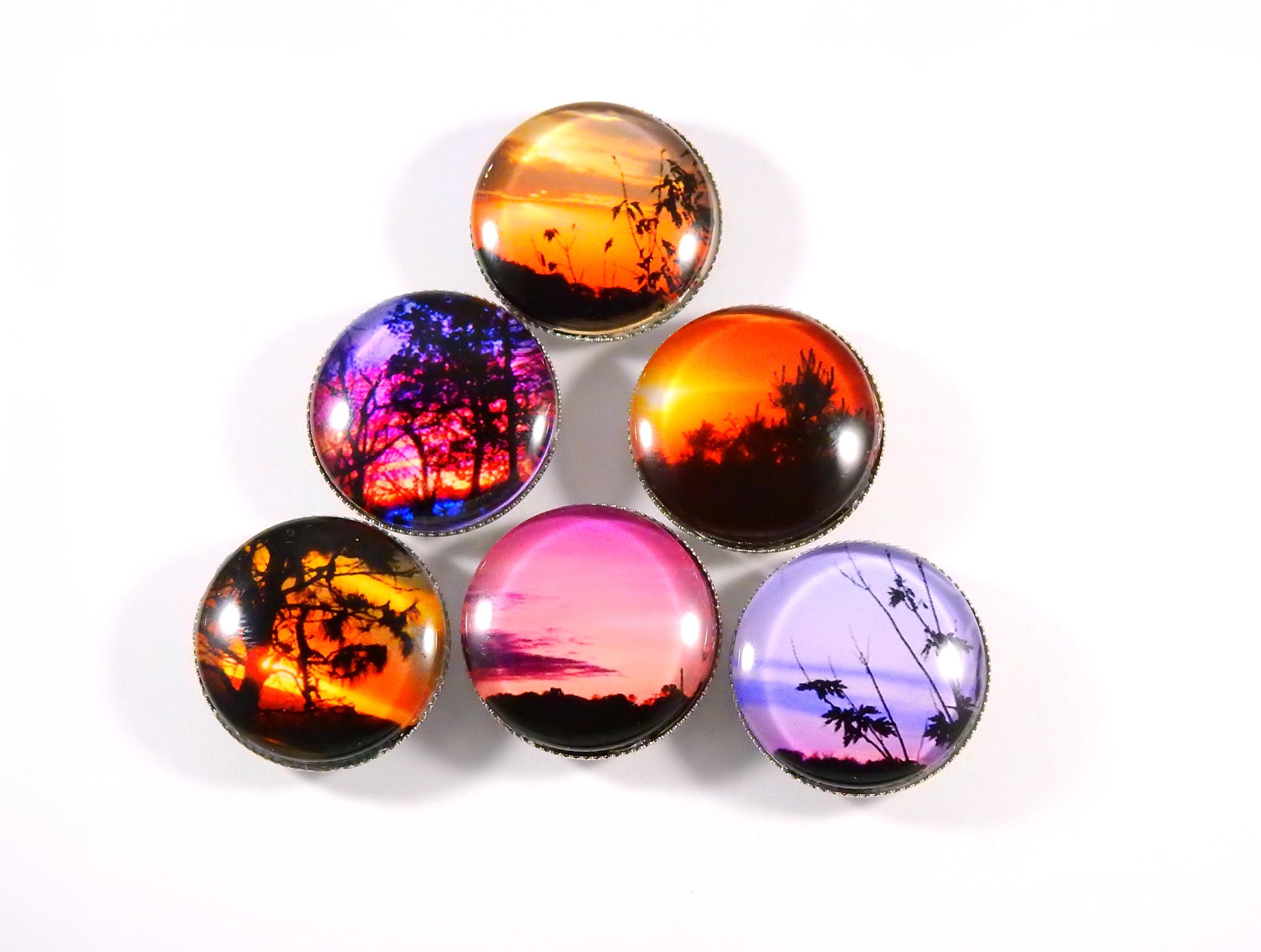 Sunset 1" Round Glass Cabochon Magnets - Etsy
