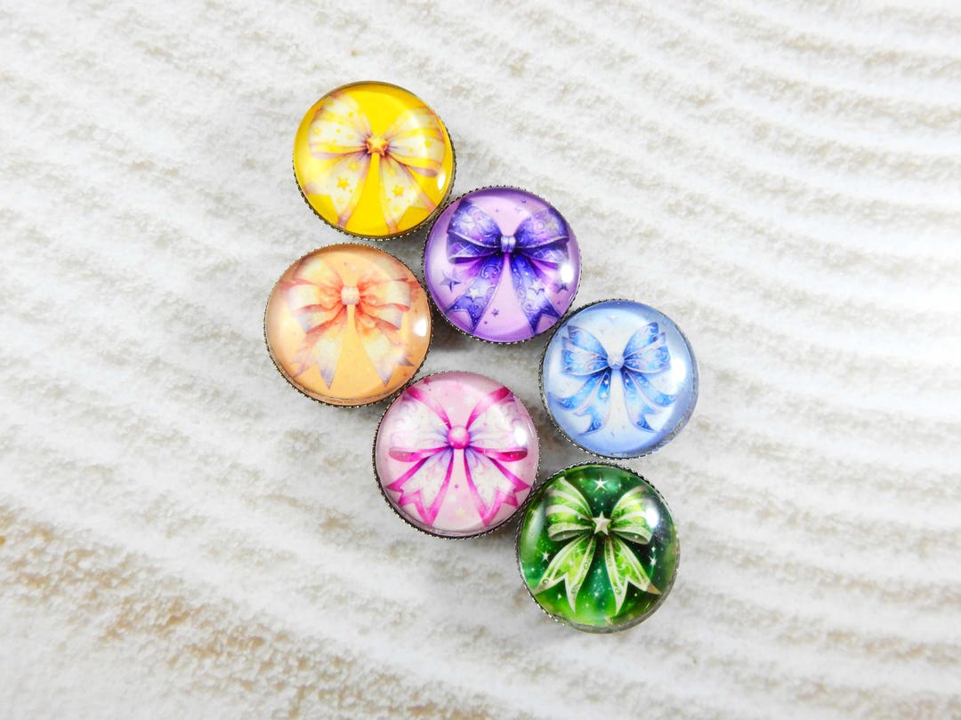 Pastel Ribbon Bows – Glass Magnet Set of 6 - Etsy