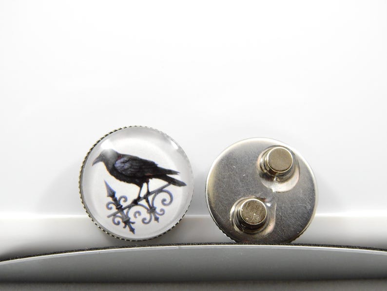 Gothic Raven Magnets – Dark Crow Glass Cabochon Set – Vintage Gate ...