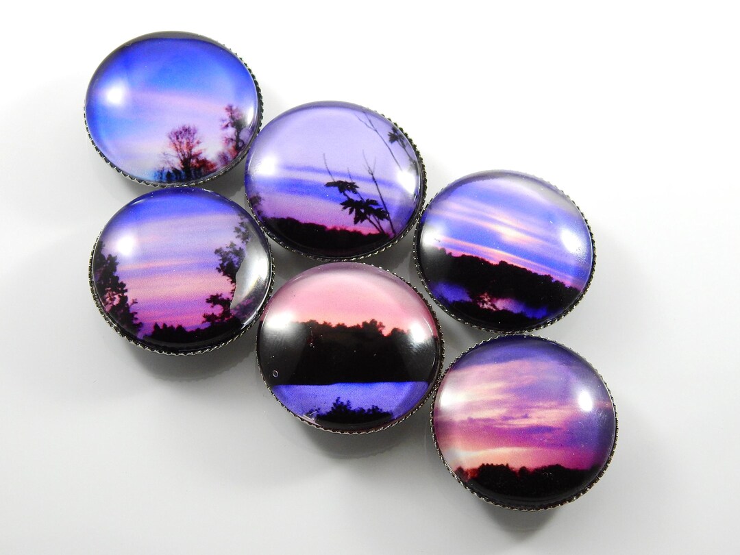 Sunset Landscape Glass Magnets – Set of 6 | Nature Photography Fridge ...