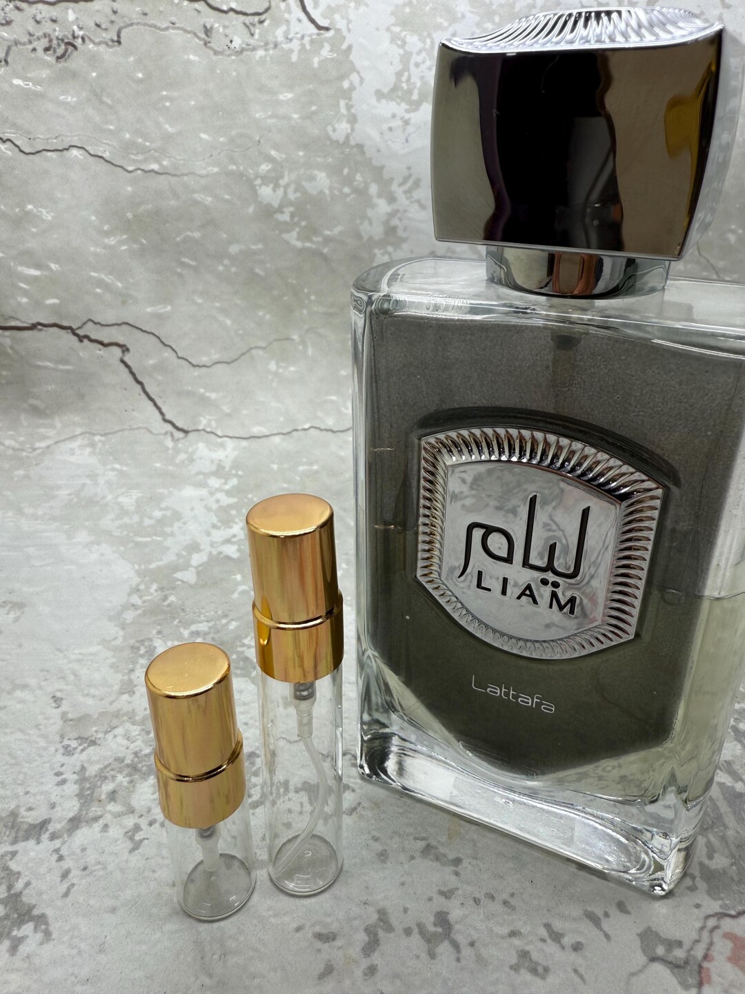 Lattafa Liam Grey Sample - Powdery Woody Iris - Arab Middle Eastern ...