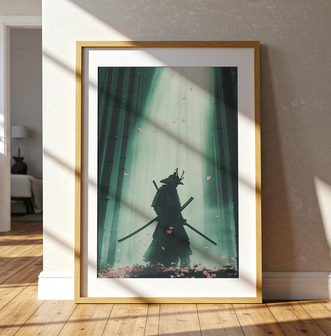 Samurai Digital Art Print | Samurai in Bamboo Forest | Japanese Warrior ...