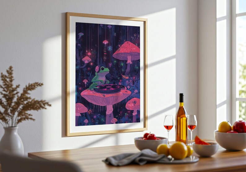 DJ Frog Digital Art Print | Psychedelic Mushroom Rave | Whimsical ...