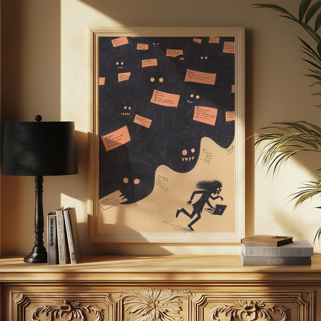 Overwhelmed Digital Art Print | Dark Humorous Poster | Abstract ...