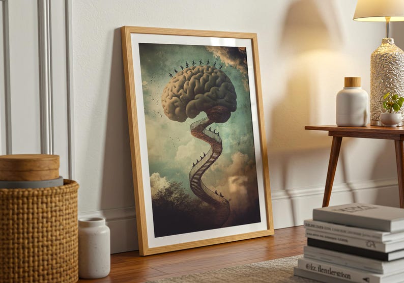Brain Staircase Digital Art Print | Surreal Mind Concept Poster ...