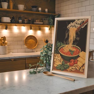 Vintage Pasta Art Print | Italian Kitchen Decor | Rustic Spaghetti ...
