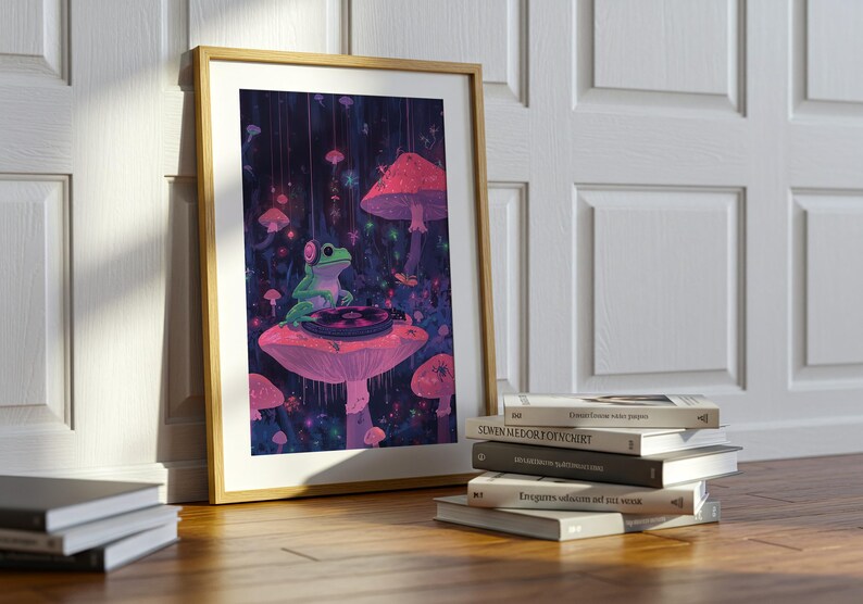 DJ Frog Digital Art Print | Psychedelic Mushroom Rave | Whimsical ...