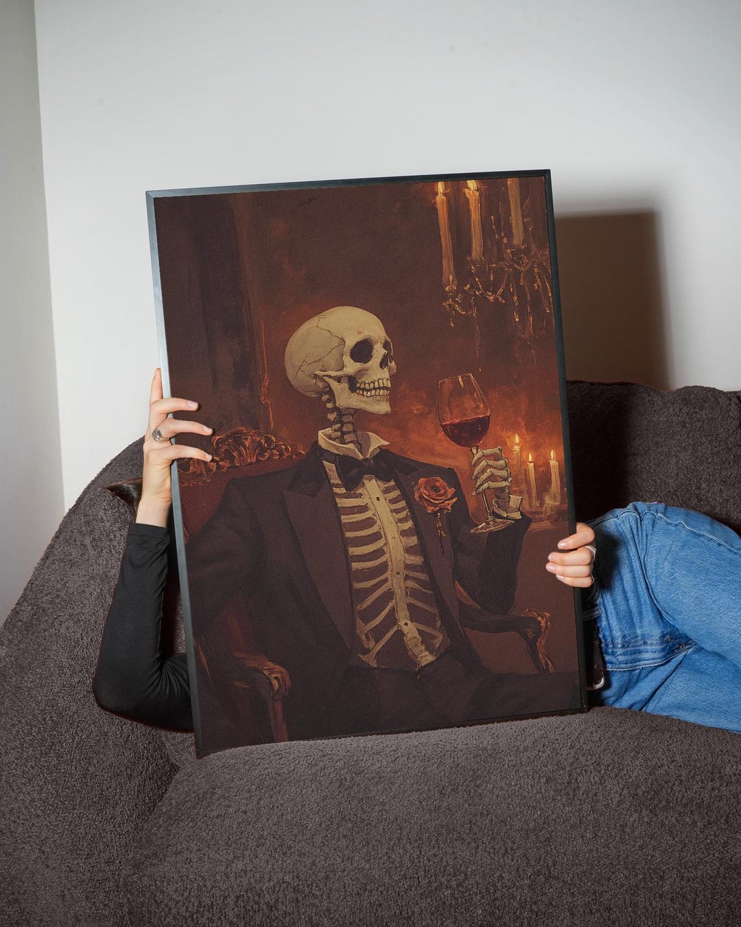 Skeleton Gentleman Digital Art Print | Gothic Skull in Tuxedo | Dark ...