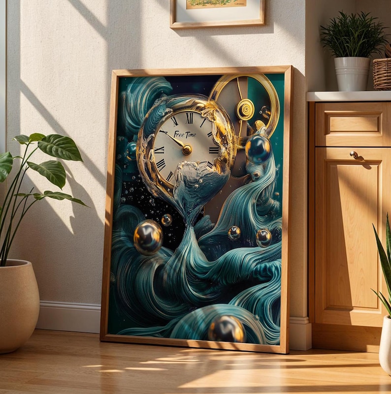 Surreal Melting Clock Art Print: Fantasy Dreamlike Decor (digital ...