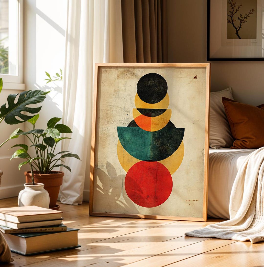 Geometric Circles Art Print: Mid-century Modern Abstract (digital ...