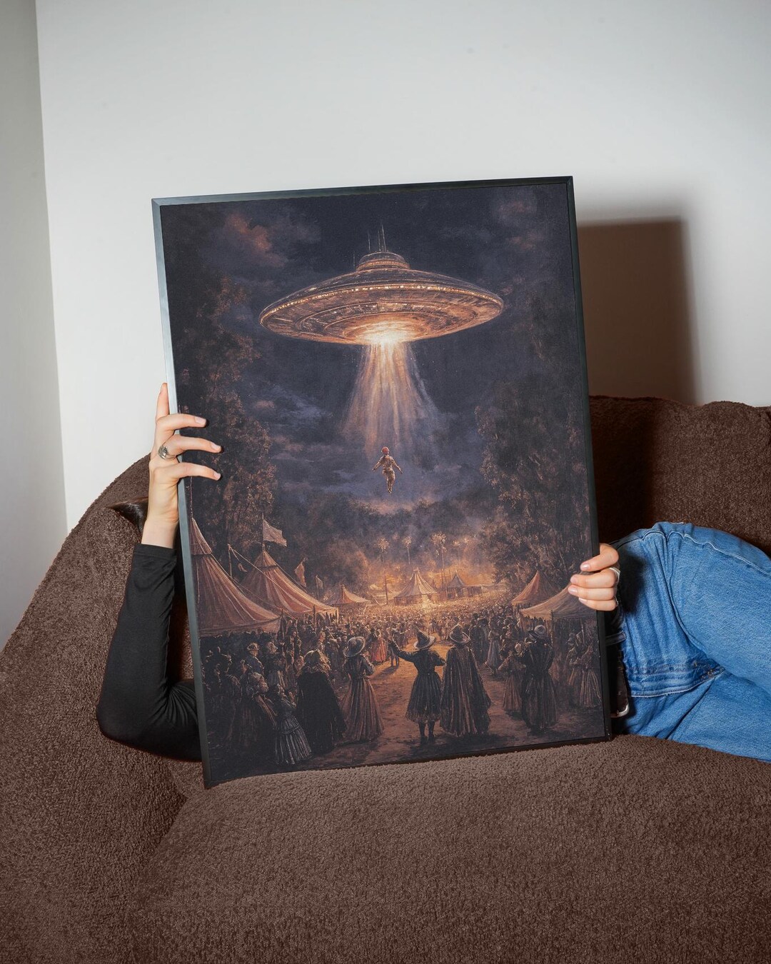 UFO Carnival Abduction Digital Art Print | Vintage Alien Circus Wall ...