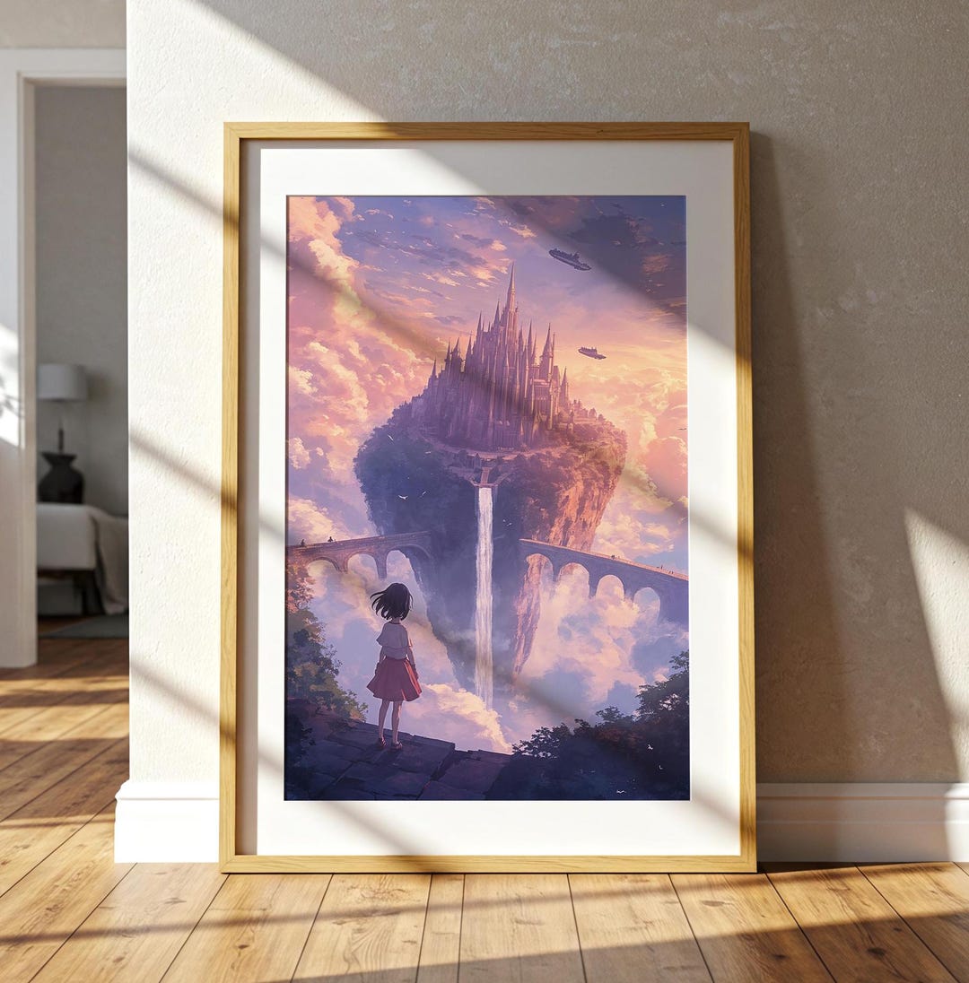 Castle Digital Art Print | Floating Castle Fantasy | Dreamy Sky Wall ...