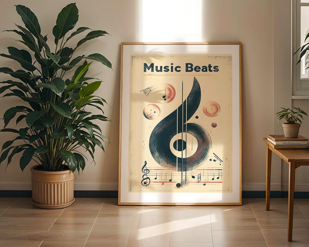 Music Beats Digital Art Print | Abstract Musical Wall Decor | Modern ...