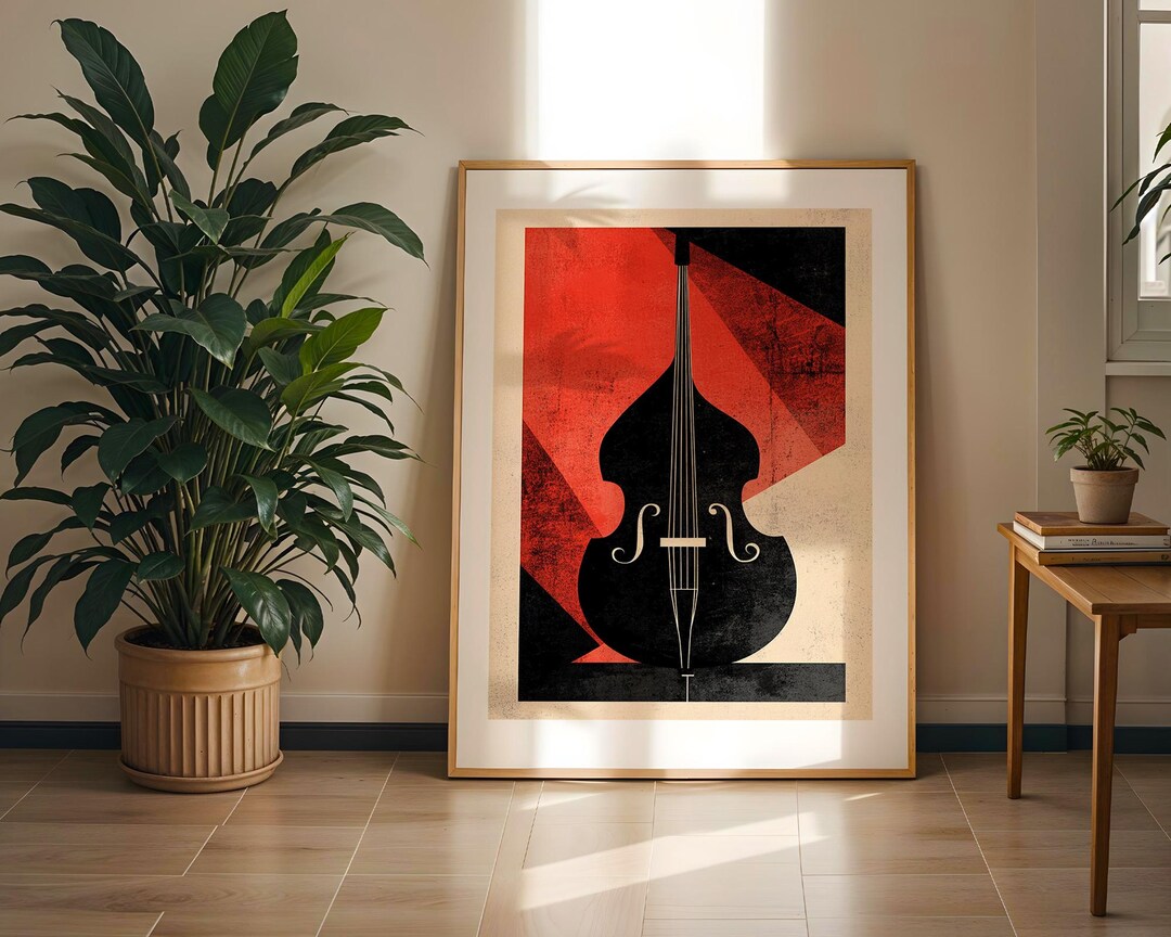 Abstract Cello Digital Art Print | Vintage Jazz Poster | Minimalist ...