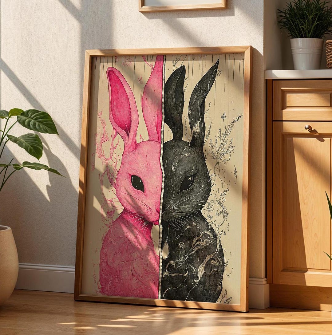 Surreal Bunny Digital Art Print | Gothic Fantasy Wall Art | Dark ...