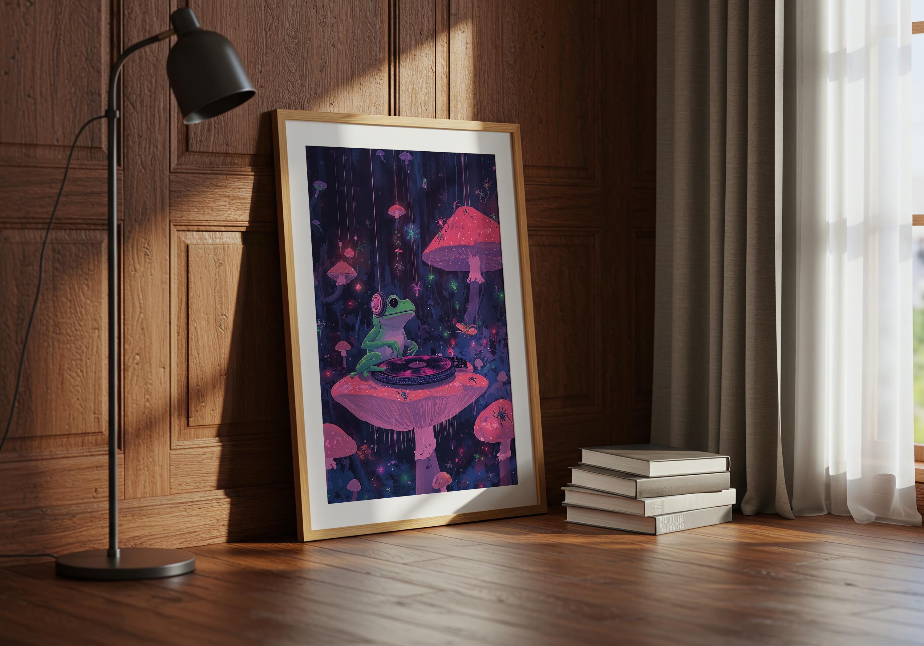 DJ Frog Digital Art Print | Psychedelic Mushroom Rave | Whimsical ...