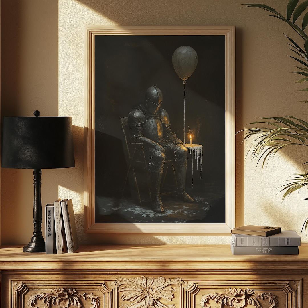 Knight & Balloon Digital Art Print | Poignant Medieval Surrealism ...