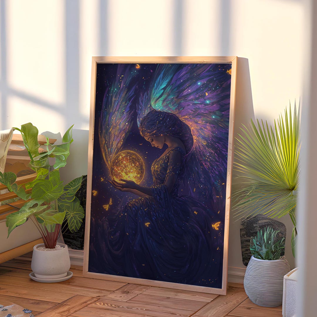 Celestial Guardian Digital Art Print | Angelic Light & Cosmic Energy ...