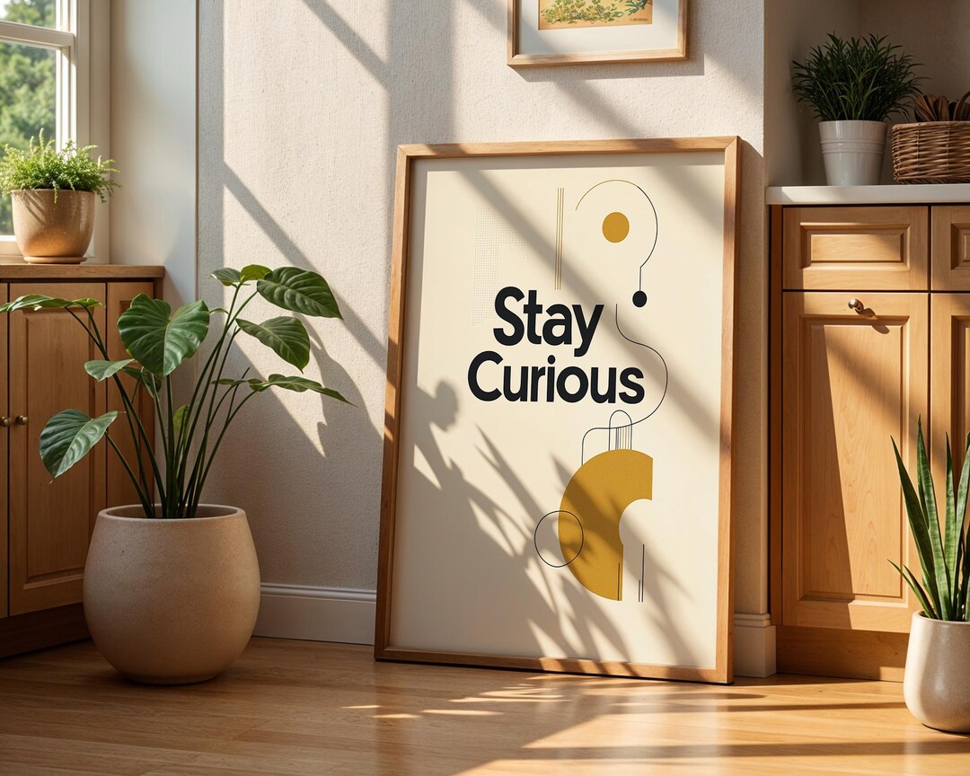 Modern Typography Digital Art Print | Stay Curious Wall Art | Abstract ...