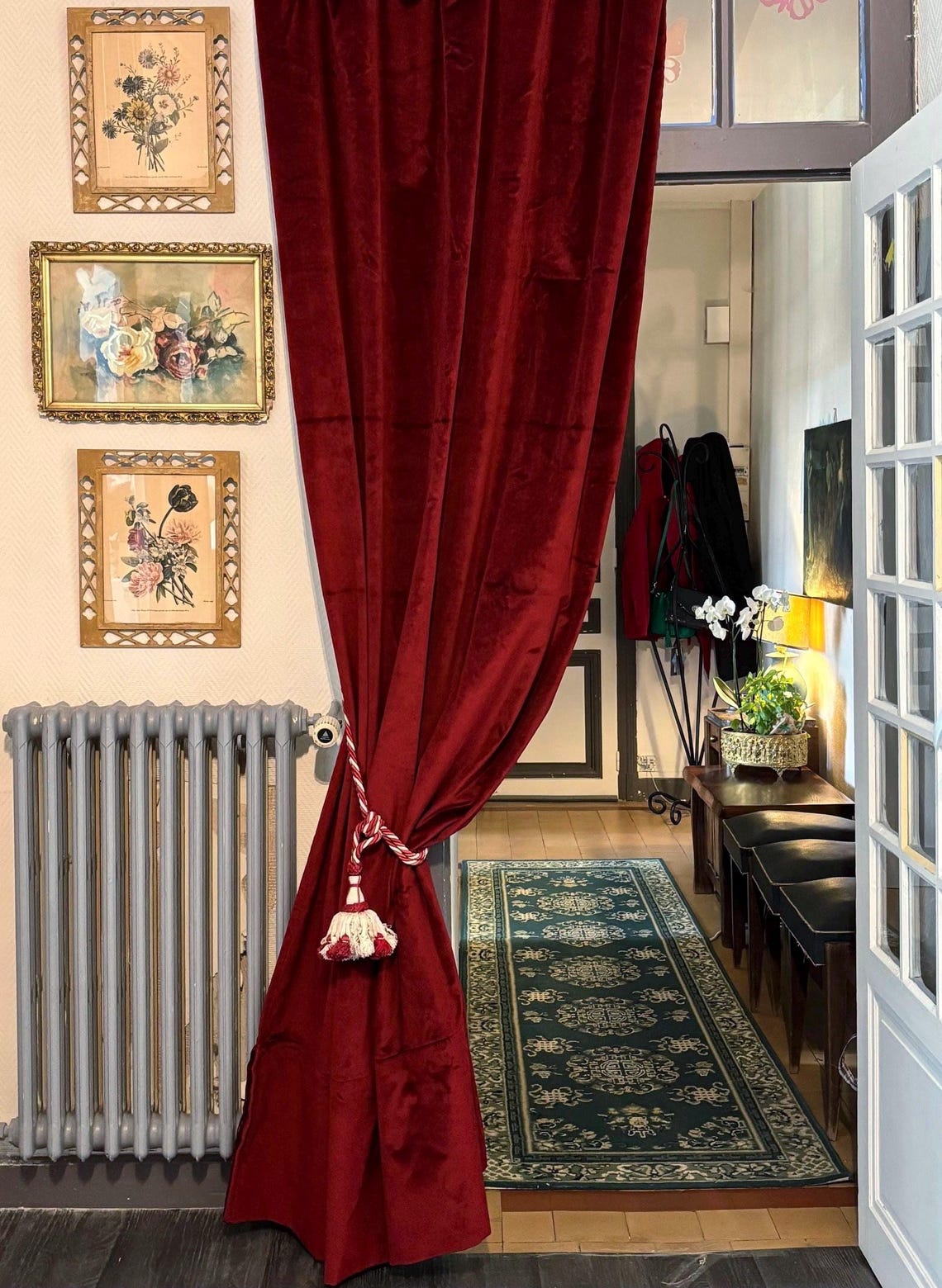 Vintage Ruby Red Velvet Curtain Panel: French Château Tassel Tieback - Etsy