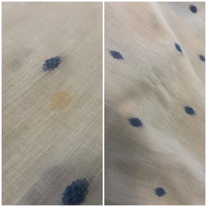 Mid-century French Sheer Curtains – Embroidered Atomic Blue Dots ...