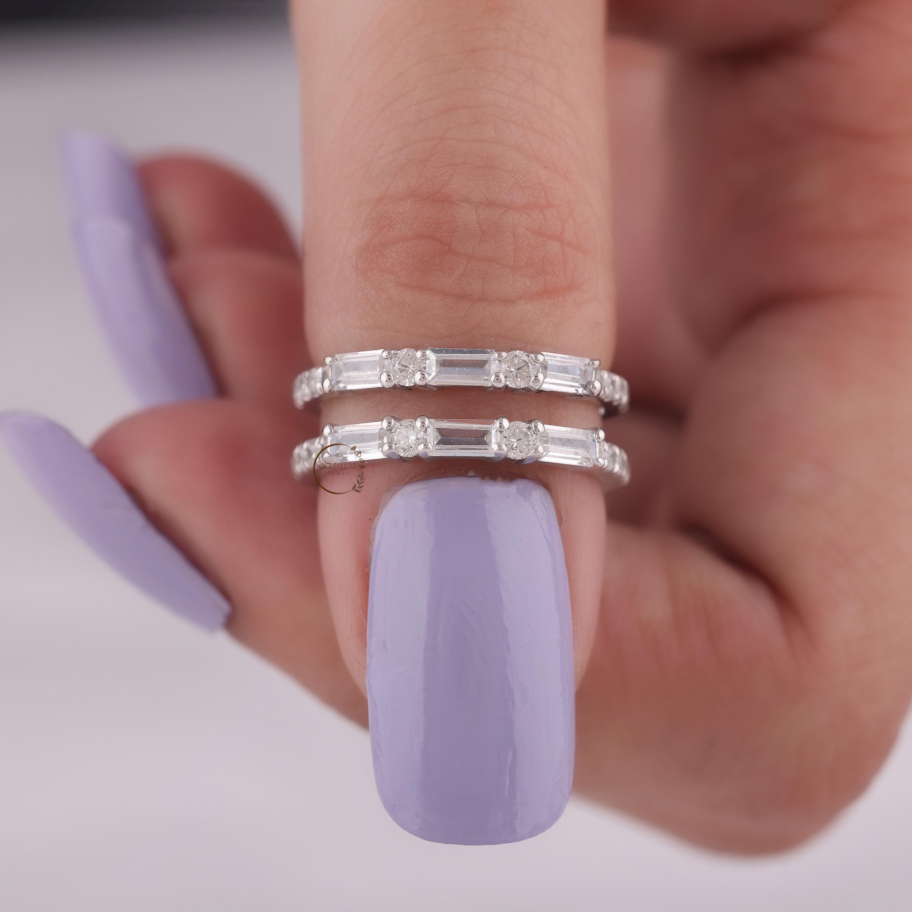 Enhancer Guard Band, Round & Baguette Cut Lab Grown Diamond Band, Guard ...