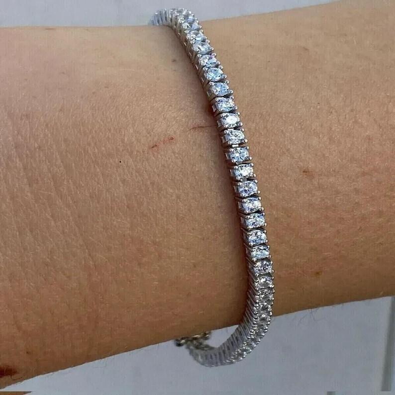 4CT Round Lab Grown Diamond Tennis Bracelet, Minimalist Tennis Bracelet ...