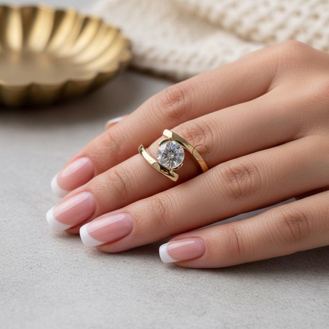 Solitaire Swirl Bypass Round Cut Lab Grown Diamond Ring, IGI Certified ...