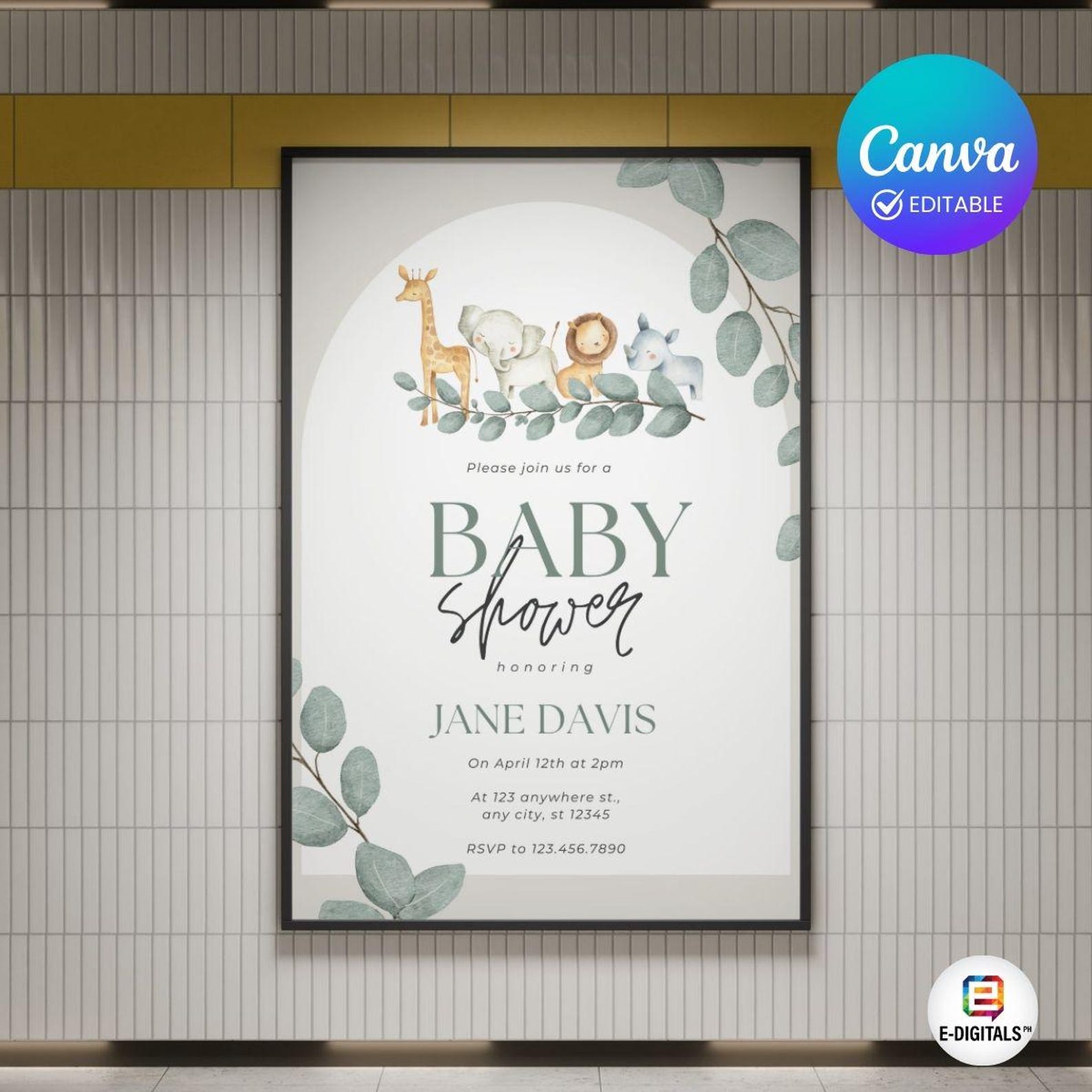 Editable Baby Shower Invitation Template | Digital Download ...