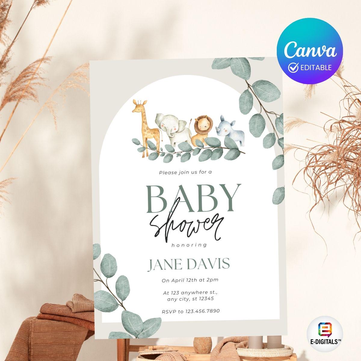 Editable Baby Shower Invitation Template | Digital Download ...