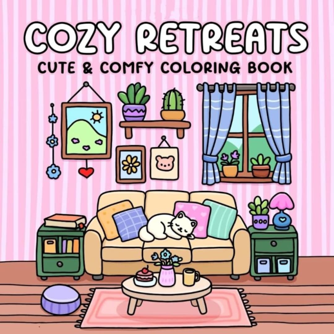 Cozy Retreats Cute and Comfy Coloring Book, Digital, Instant Download ...