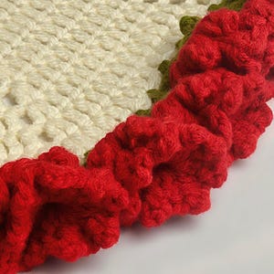 Handmade Floral Crochet Table Mat: Vintage-inspired Cream, Green & Red ...