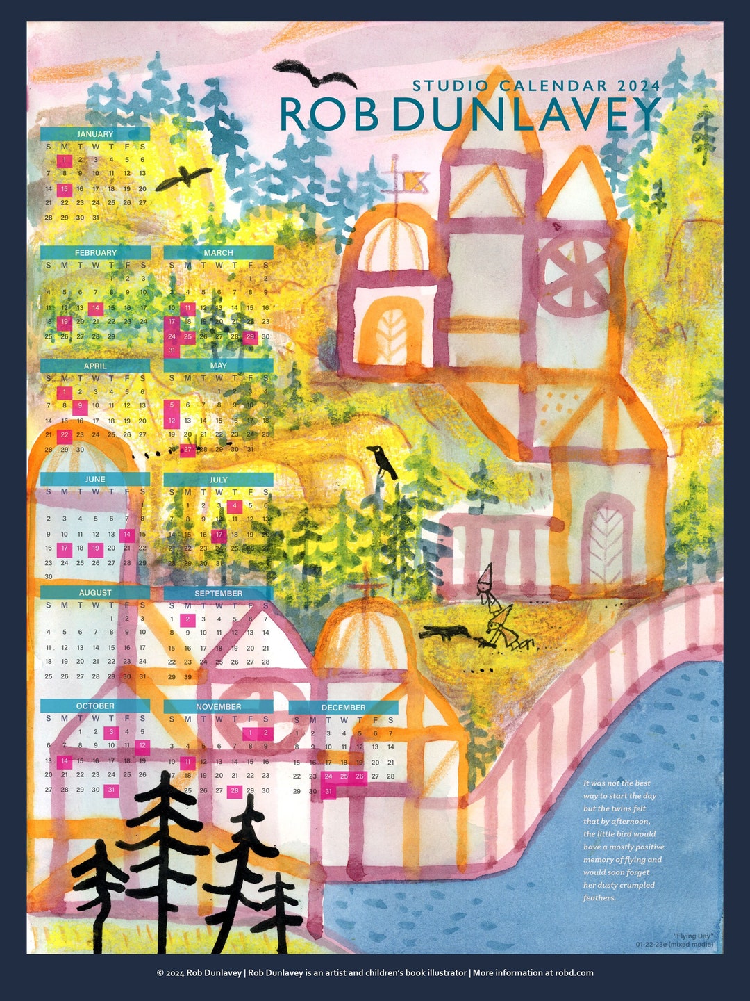 Rob Dunlavey Illustration 2024 Calendar Poster - Etsy