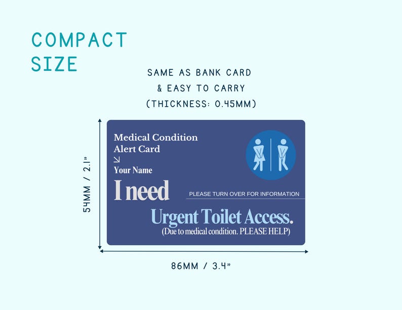 Urgent Toilet Access Card: Medical Alert ID - Emergency Contacts - Etsy