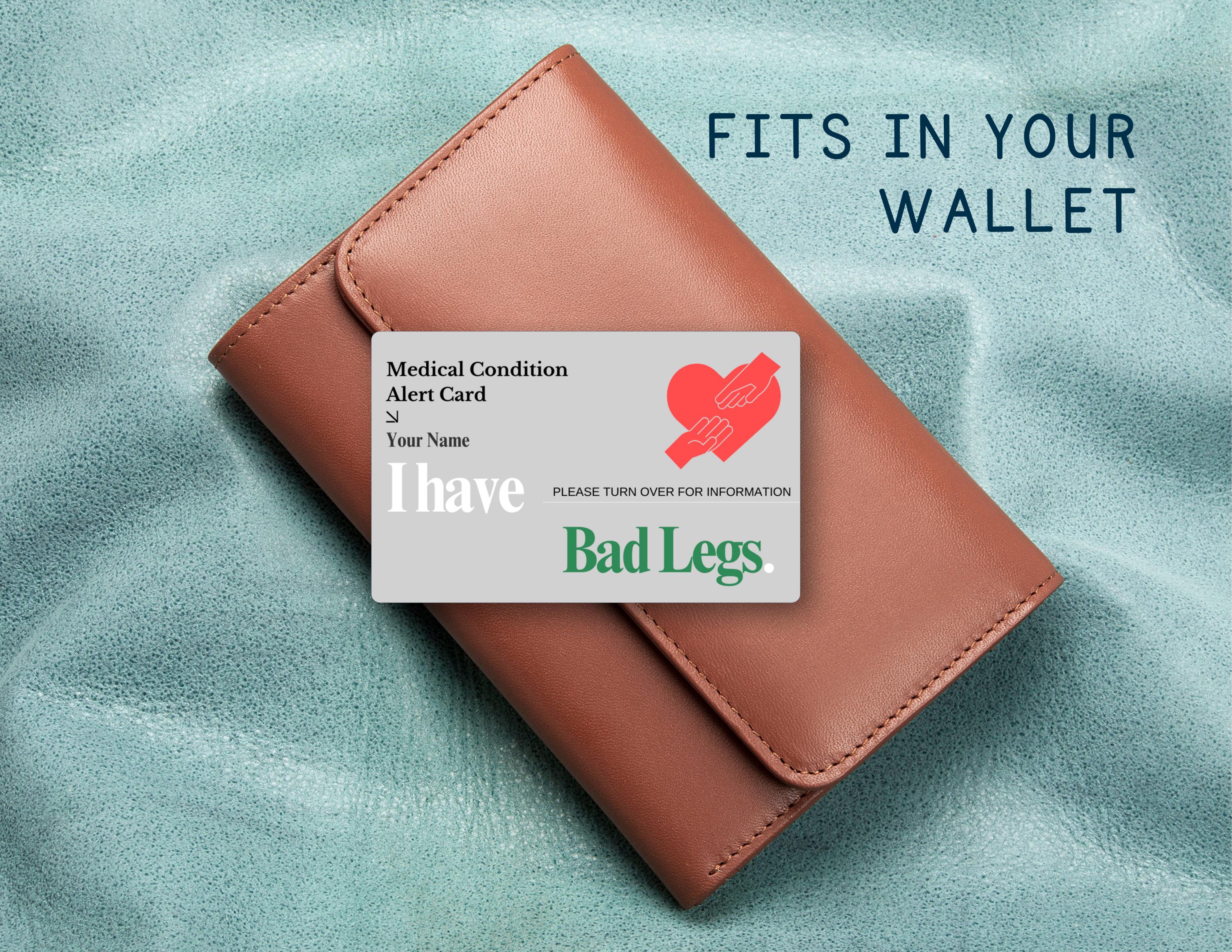 Bad Legs Medical Alert Card, Personalized Mobility Impairment ID ...