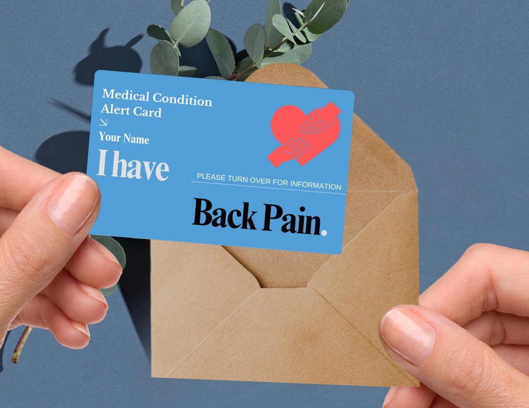 Personalized Back Pain Medical Alert Card: Emergency Contact ID - Etsy