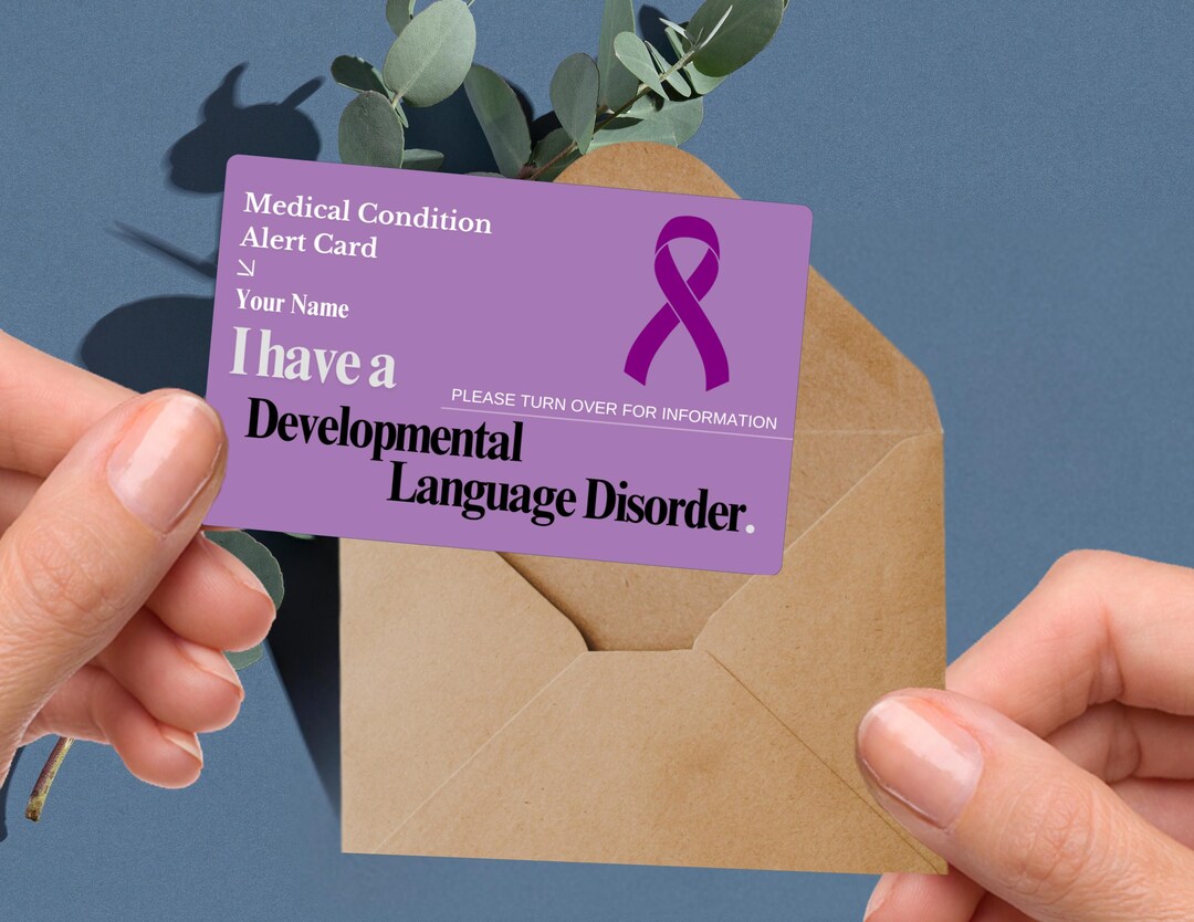 Developmental Language Disorder (DLD) Medical Alert Card: Personalized ...