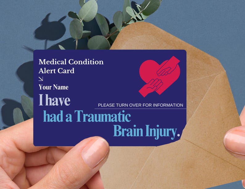 Traumatic Brain Injury Medical Alert Card, TBI Emergency ID, Head ...