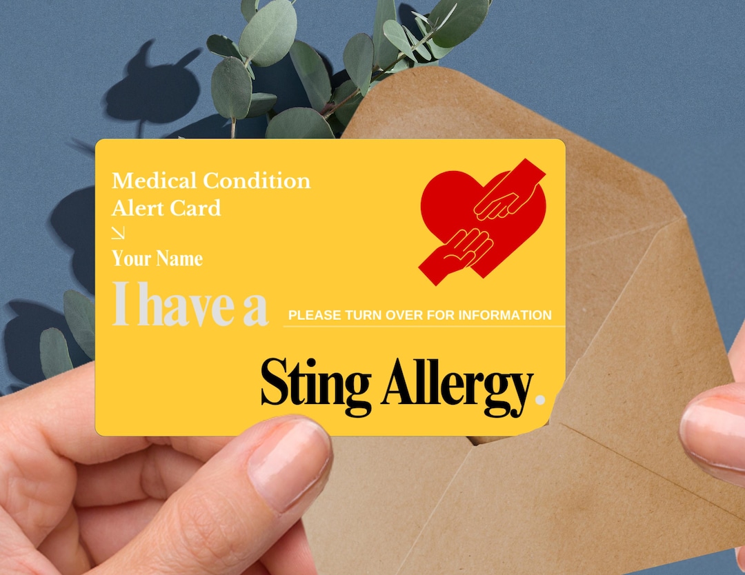 Sting Allergy Medical Alert Card: Anaphylaxis Emergency ID - Etsy