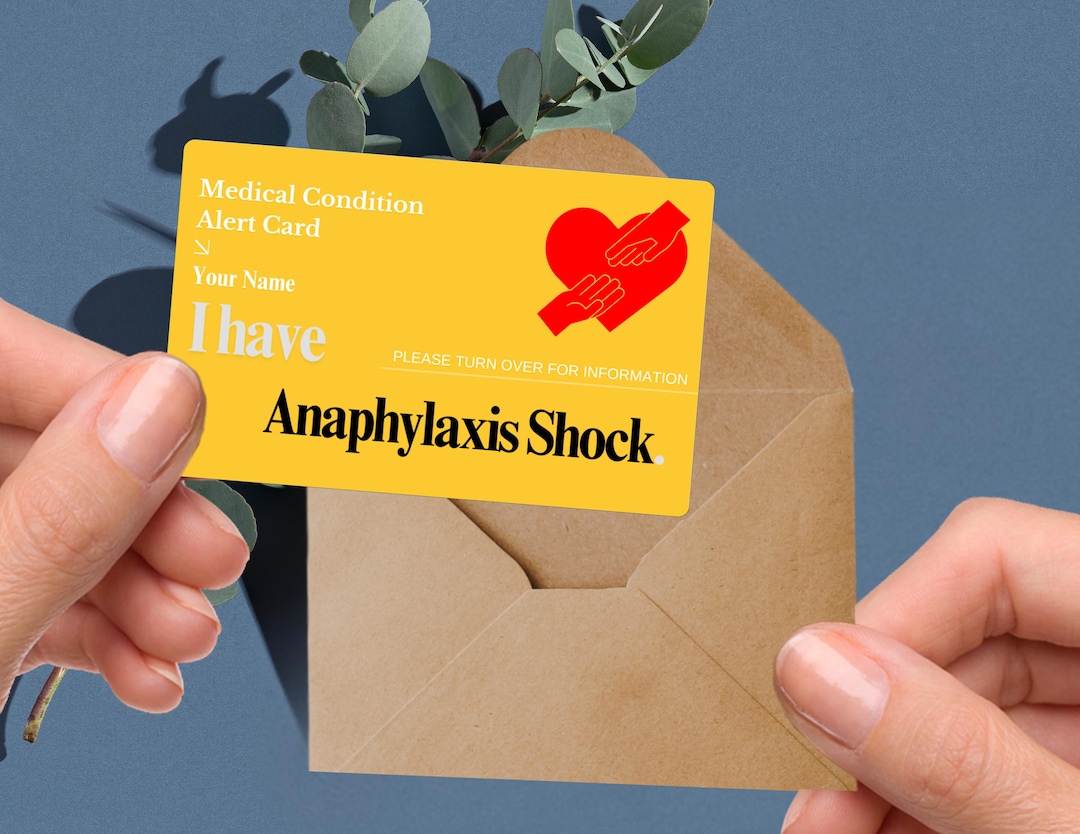 Anaphylaxis Shock Medical Alert Card, Personalized Severe Allergy ...