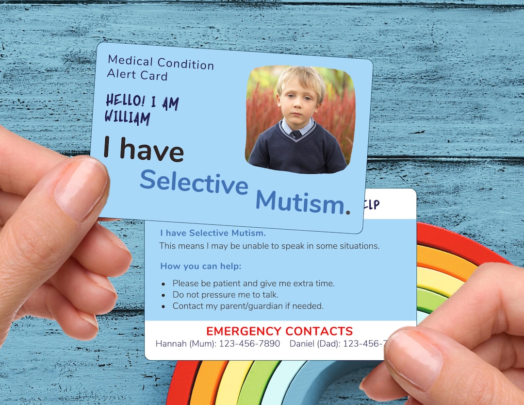 Selective Mutism Anxiety Disorder Card, Hidden Disability ID ...